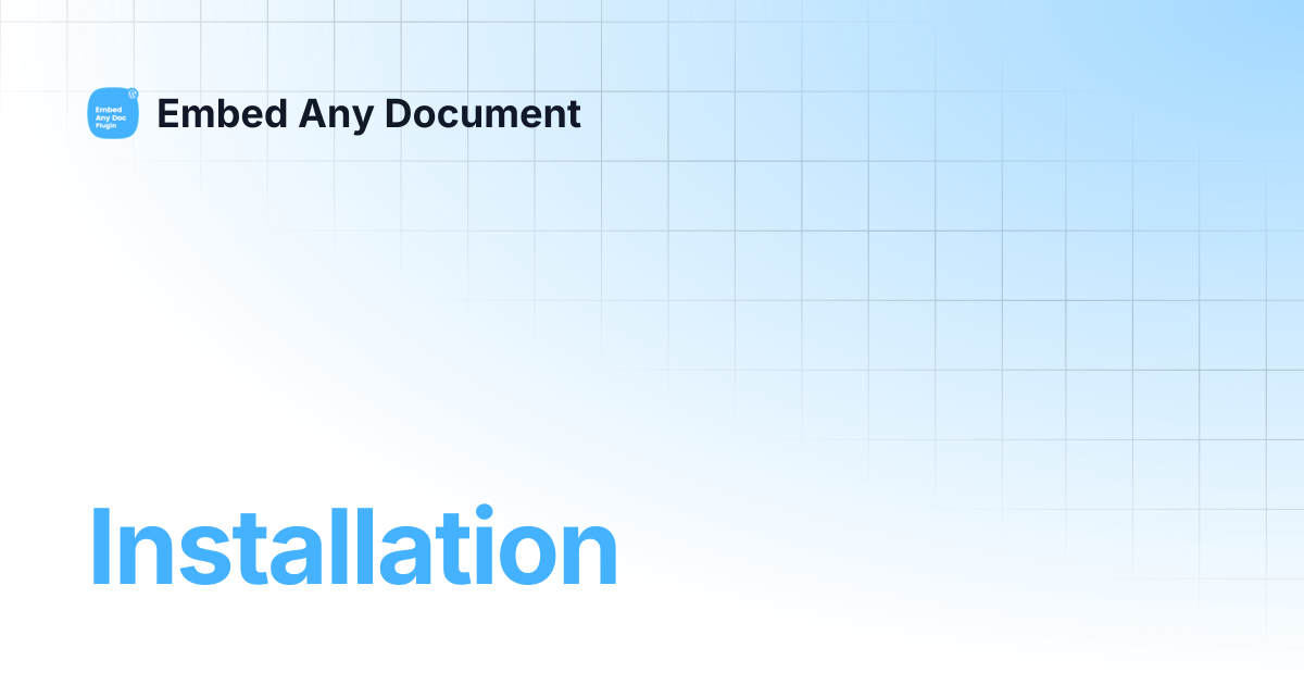 Installation | Embed Any Document